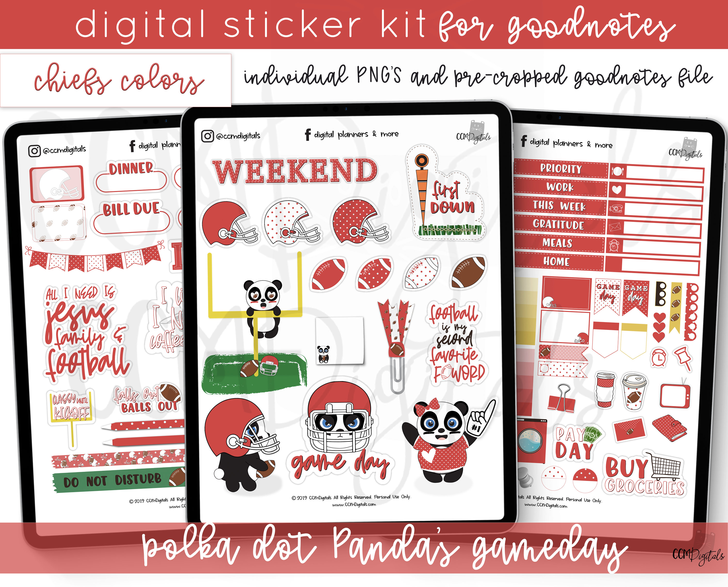Digital Planner Football Stickers Goodnotes Stickers Ipad - Etsy