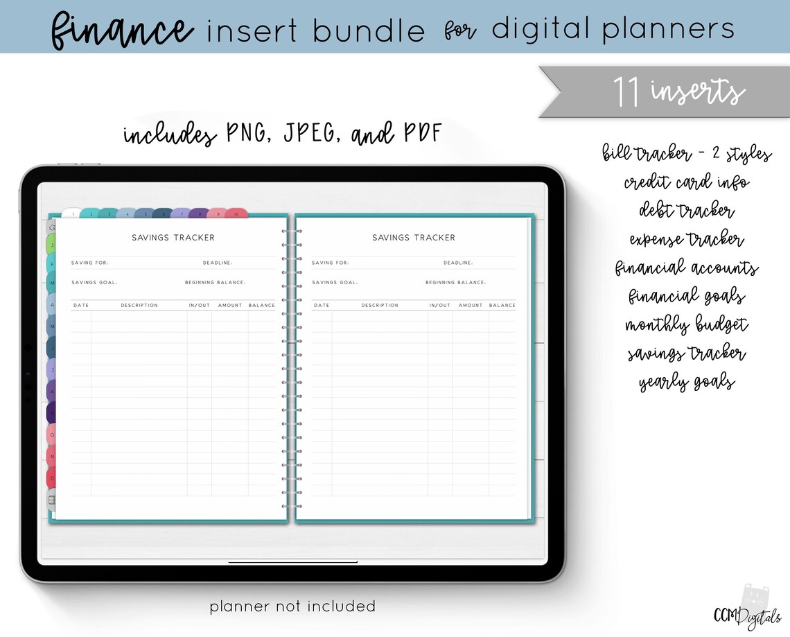 Finance Digital Planner Inserts for Digital Planner or Digital Journal ...