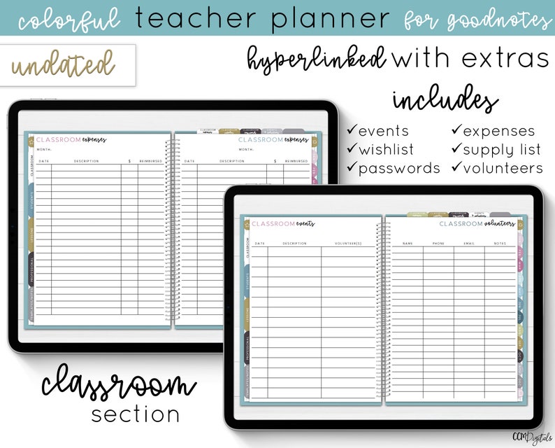 Digital Teacher Planner undated Colorful Teacher Digital | Etsy