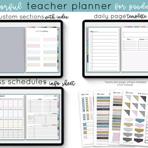 Digital Teacher Planner |undated Colorful Teacher Digital Planner for ...
