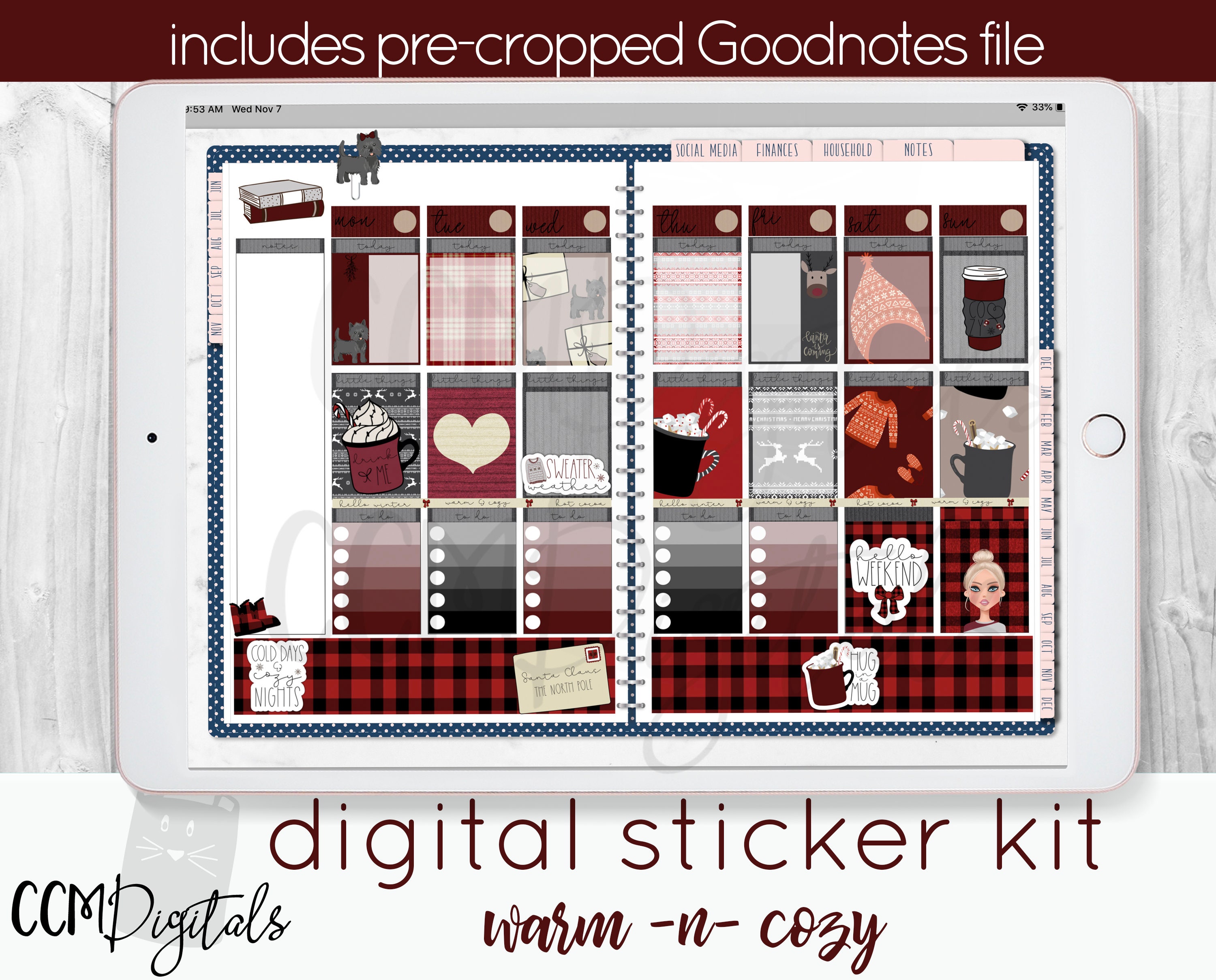 Winter Digital Planner Stickers Digital Stickers Goodnotes - Etsy