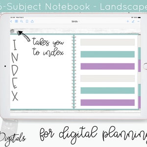 Digital 6-subject Notebook With Linked Pages Digital Journal for ...
