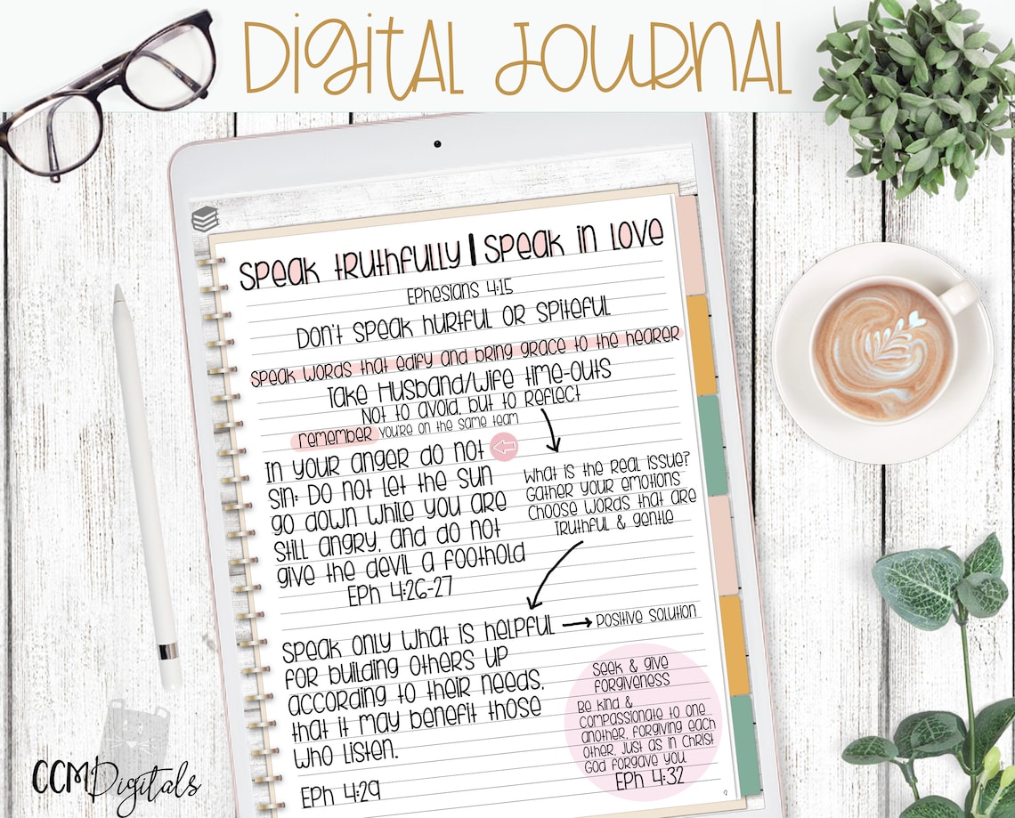 Digital 6-subject Notebook With Linked Pages Digital Journal - Etsy