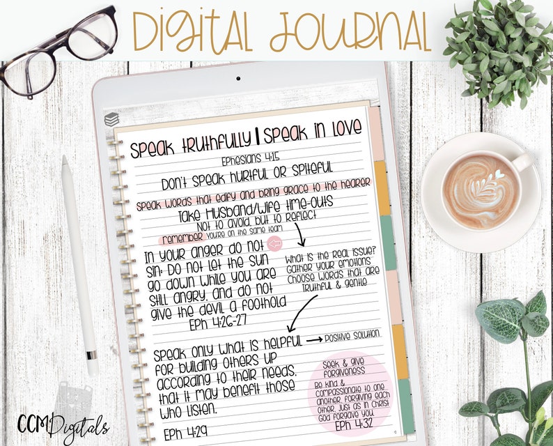 Digital 6-subject Notebook With Linked Pages Digital Journal - Etsy