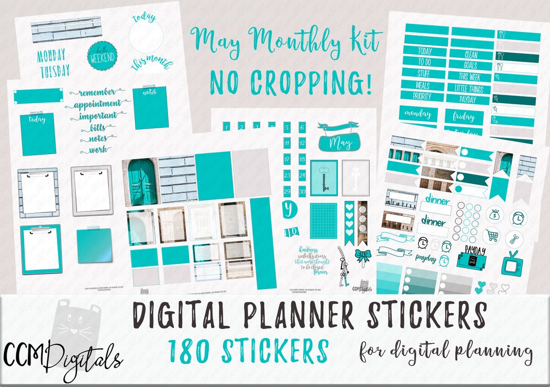 2018 May Digital Planner Stickers | Precropped Goodnotes Stickers and ...