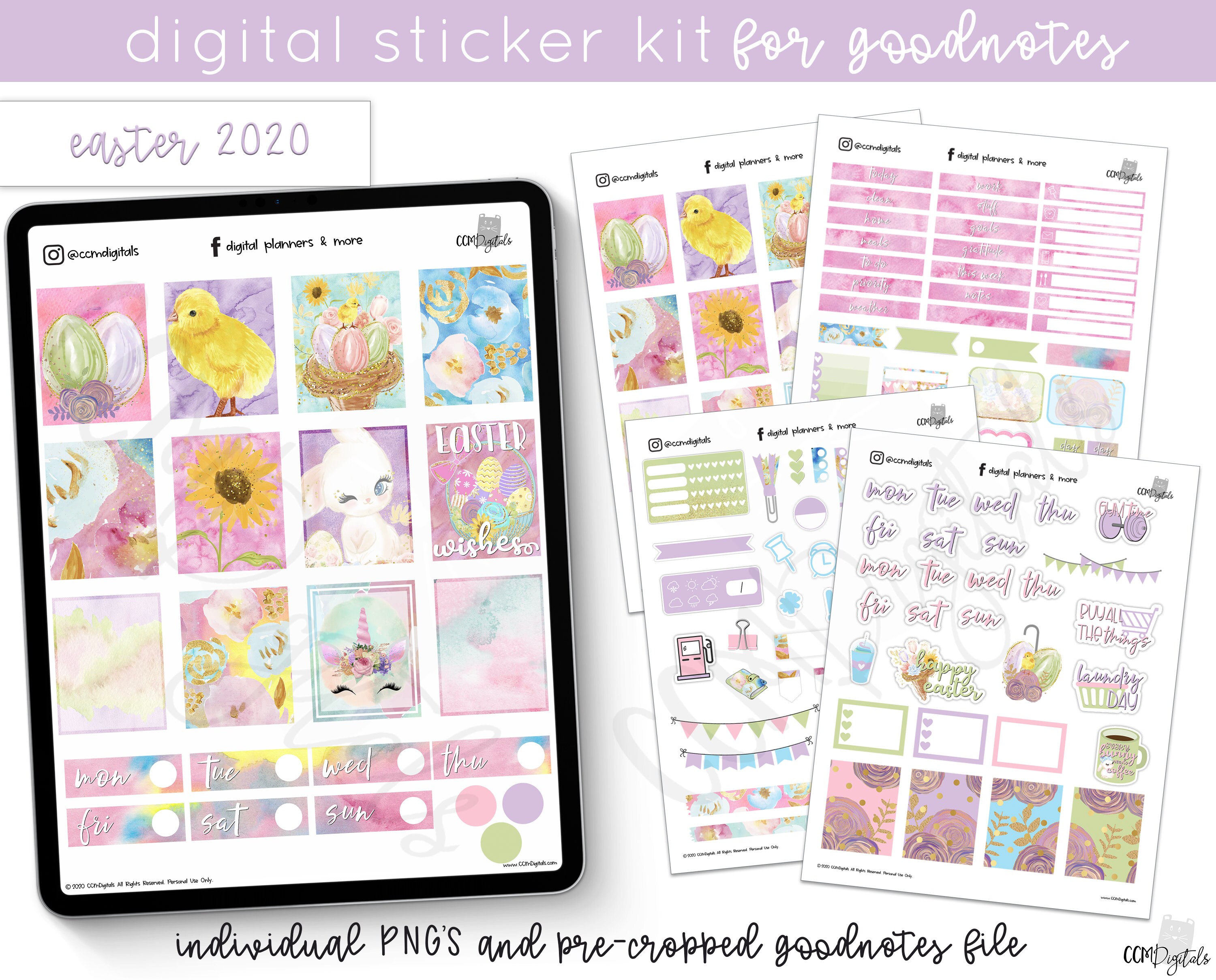Digital Planner Easter Stickers Easter Designs for Your - Etsy