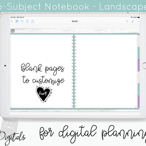 Digital 6-subject Notebook With Linked Pages Digital Journal for ...