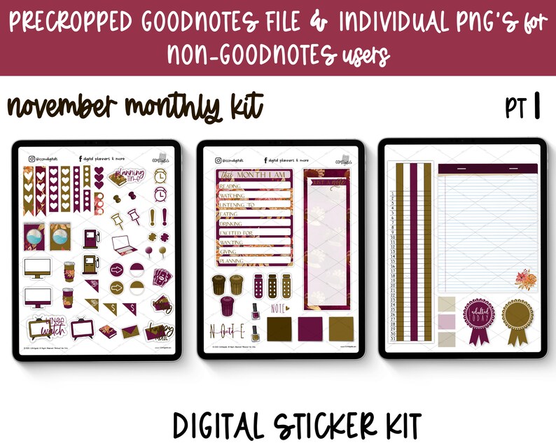 November 2020 Digital Planner Stickers Monthly Sticker Kit | Etsy
