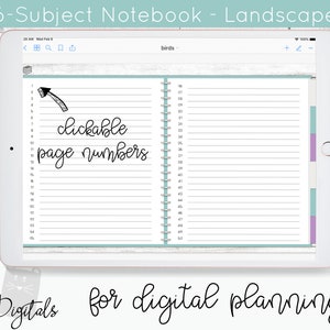 Digital 6-subject Notebook With Linked Pages Digital Journal for ...