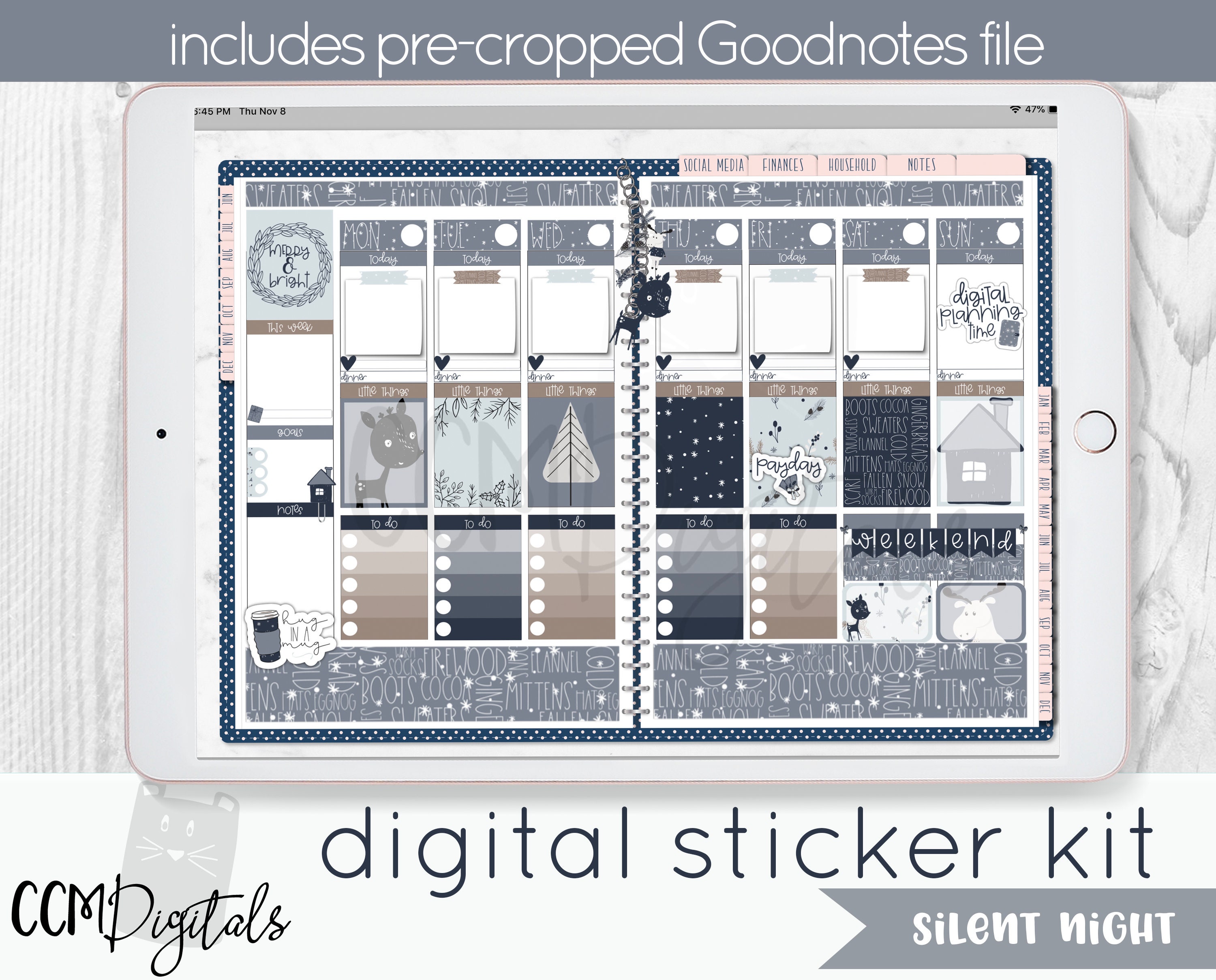 Winter Digital Planner Stickers Goodnotes Stickers Ipad | Etsy