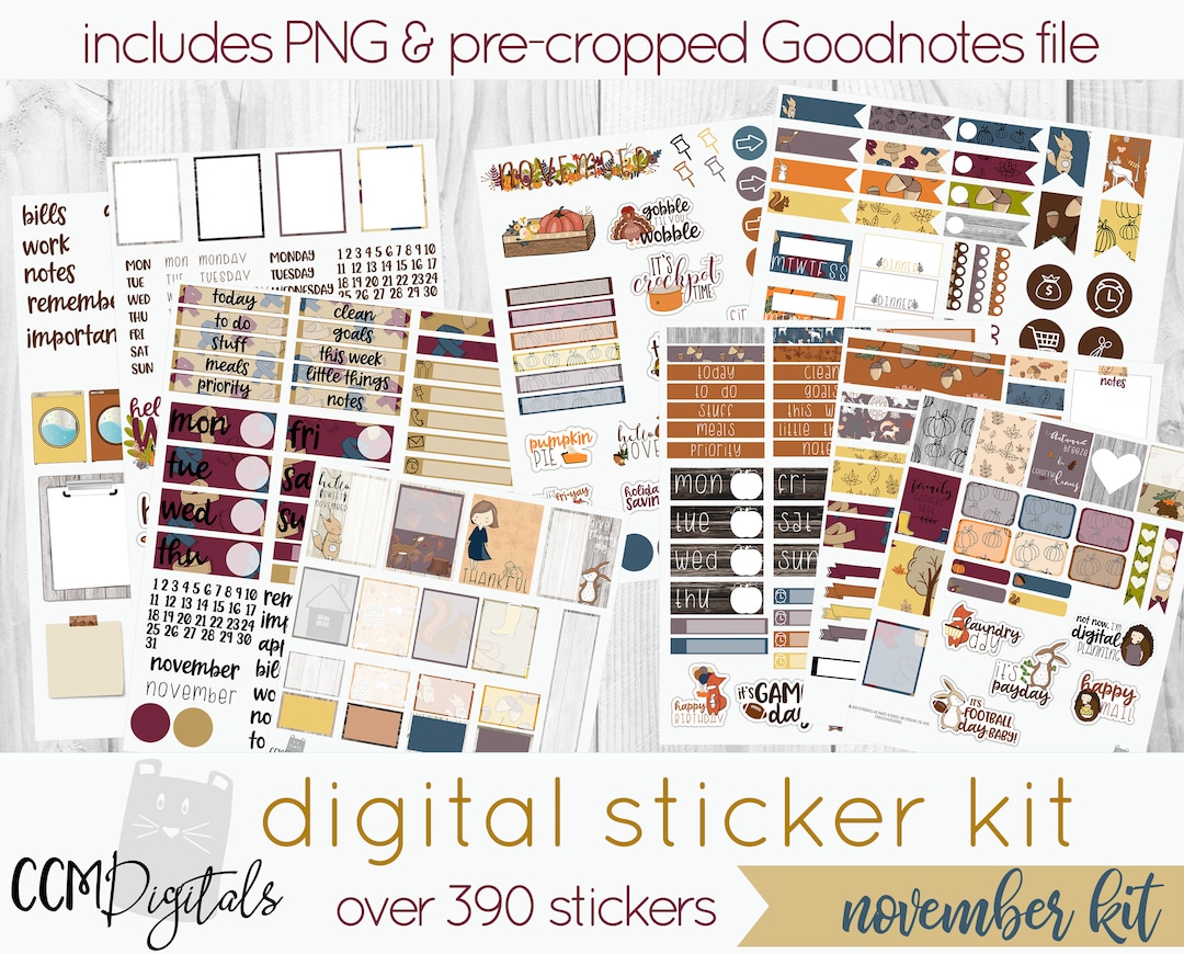 Nov 2018 Digital Planner Stickers | Digital Stickers | Fall Themed ...