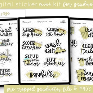 Digital Planner Stickers - Chores Mini Kit | PNG Stickers for Goodnotes ...