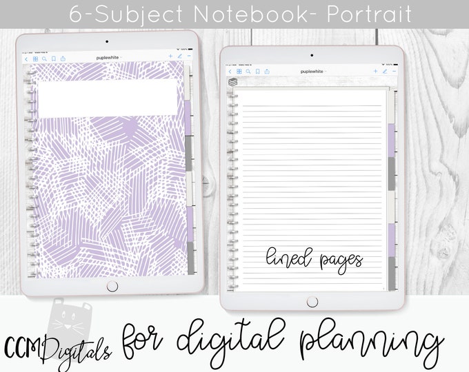 Digital 6-subject Notebook With Linked Pages Digital Journal for ...
