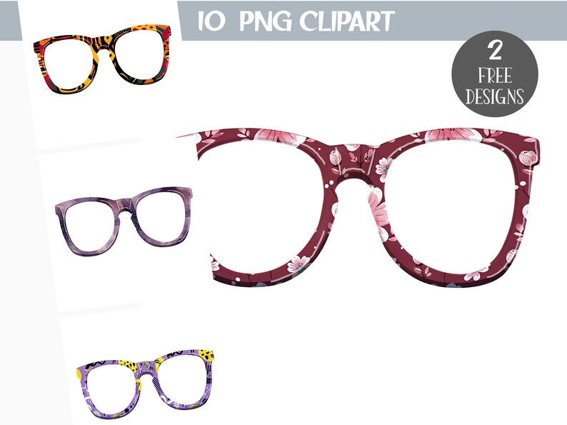 Eyeglass Clipart Bundle PNG Digital Download Glasses Clip Art Colorful ...
