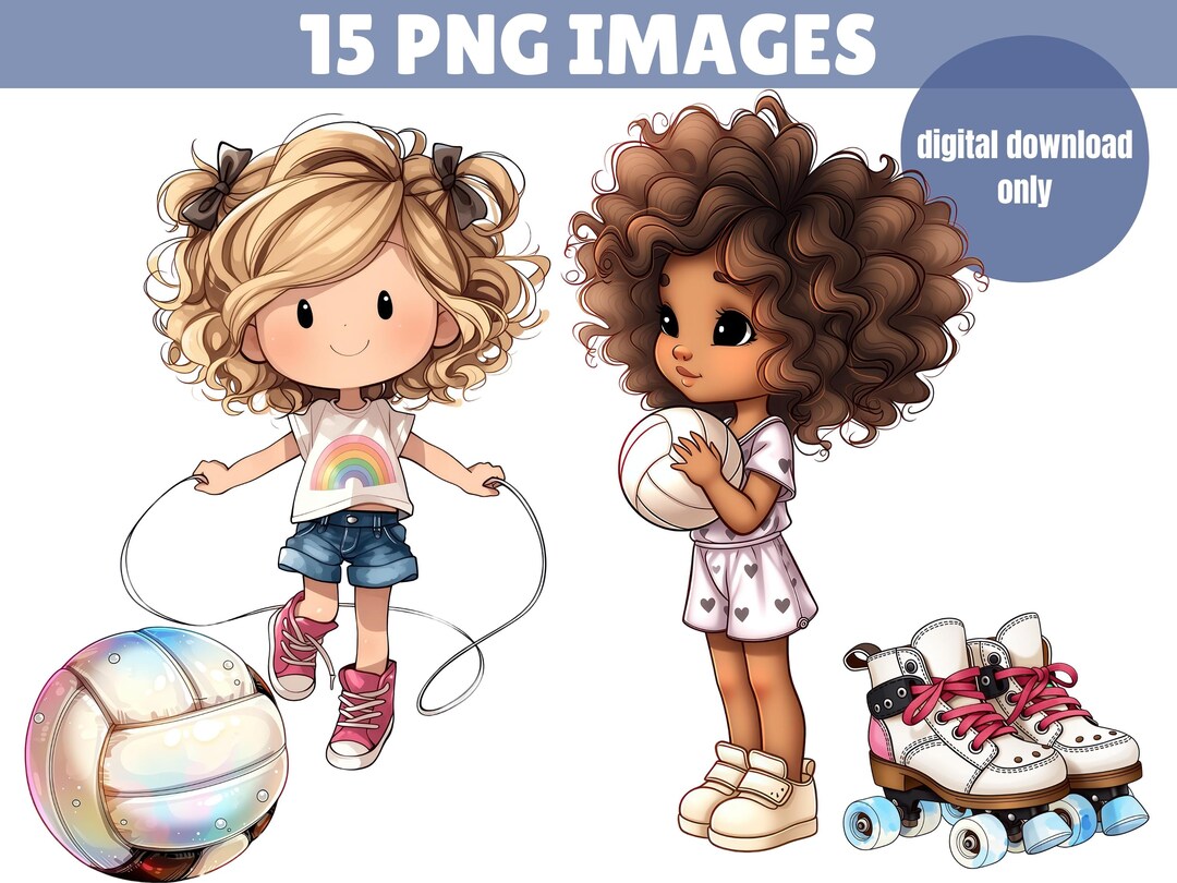 Girls Sports Clipart 15 PNG | Digital Download - Etsy