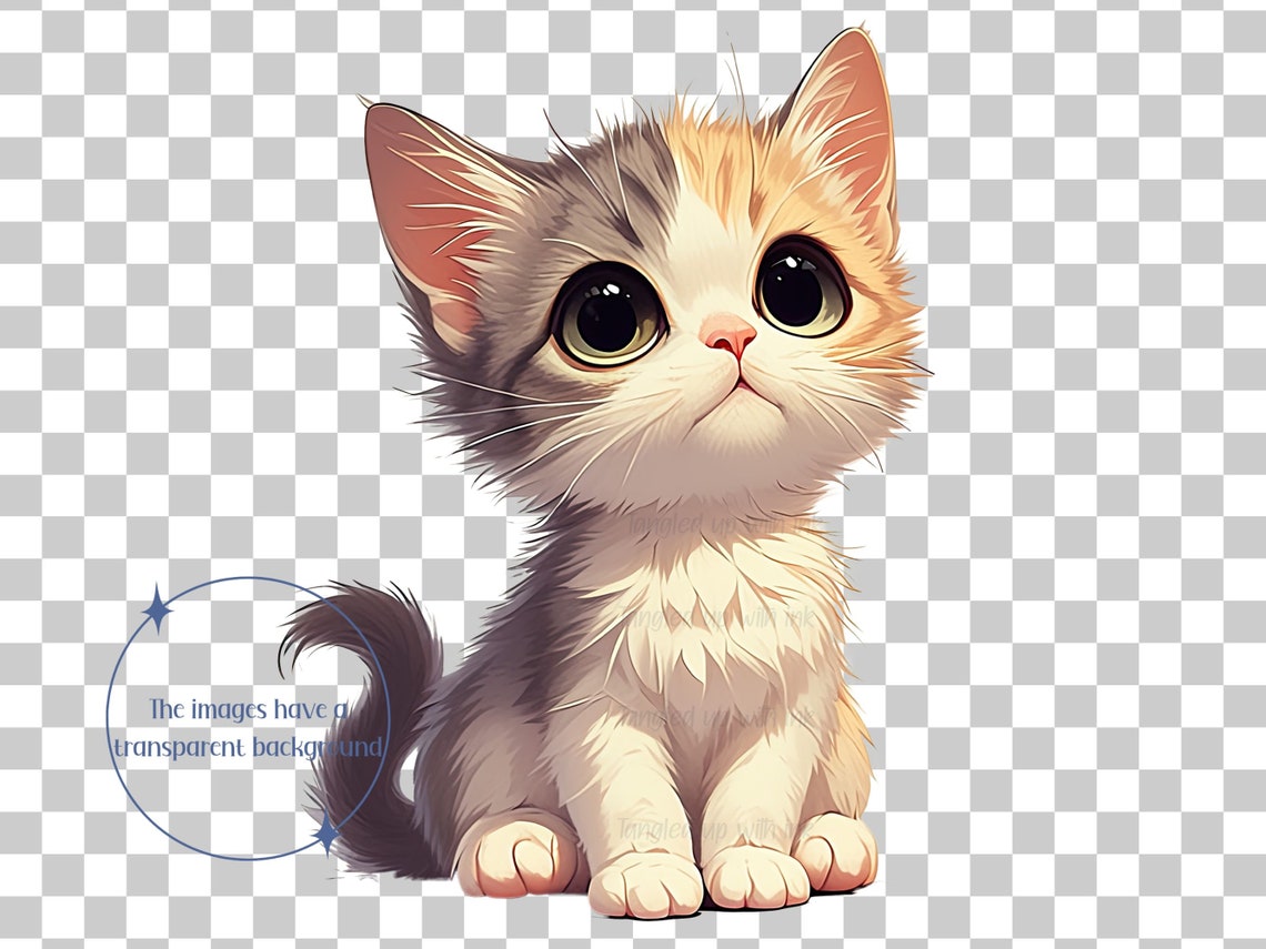 Cat Clipart Bundle PNG Digital Download 10 Cute Kitten Feline Animals ...