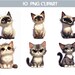 Cat Clipart Bundle PNG Digital Download 10 Cute Kitten Feline Animals ...