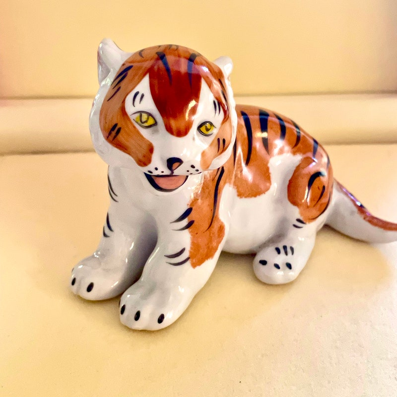 Porcelain Tiger Figurine - Etsy
