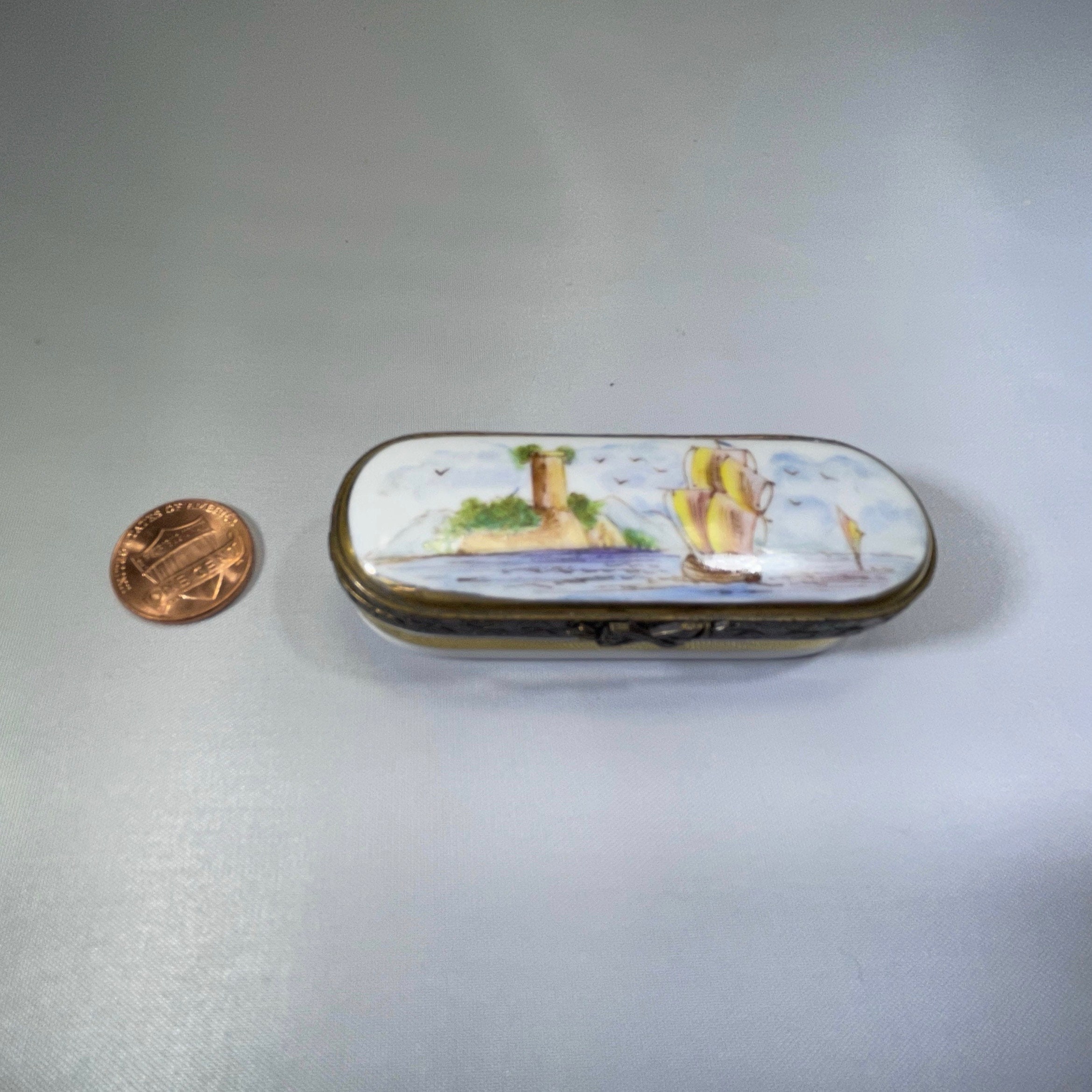 Limoges Box Yacht Sailboat Lighthouse Trinket Pill Box - Etsy