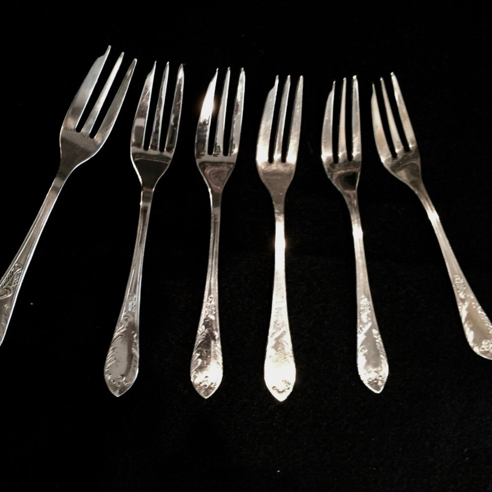 Set of 6 French Dessert Forks Silver Plated Vintage Floral - Etsy