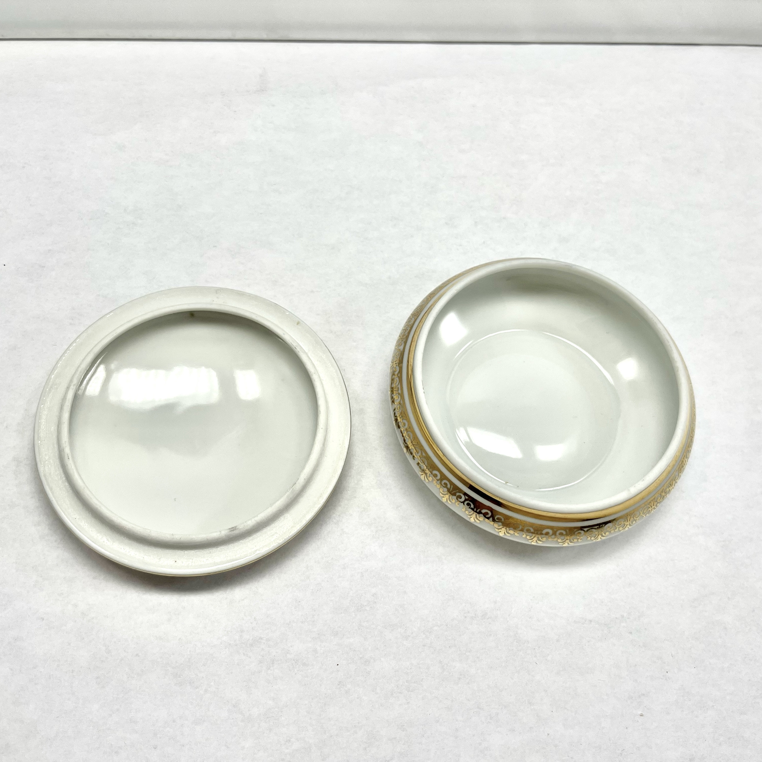 Limoges Trinket Box Vintage Porcelain Round Lidded Gilt Romantic ...