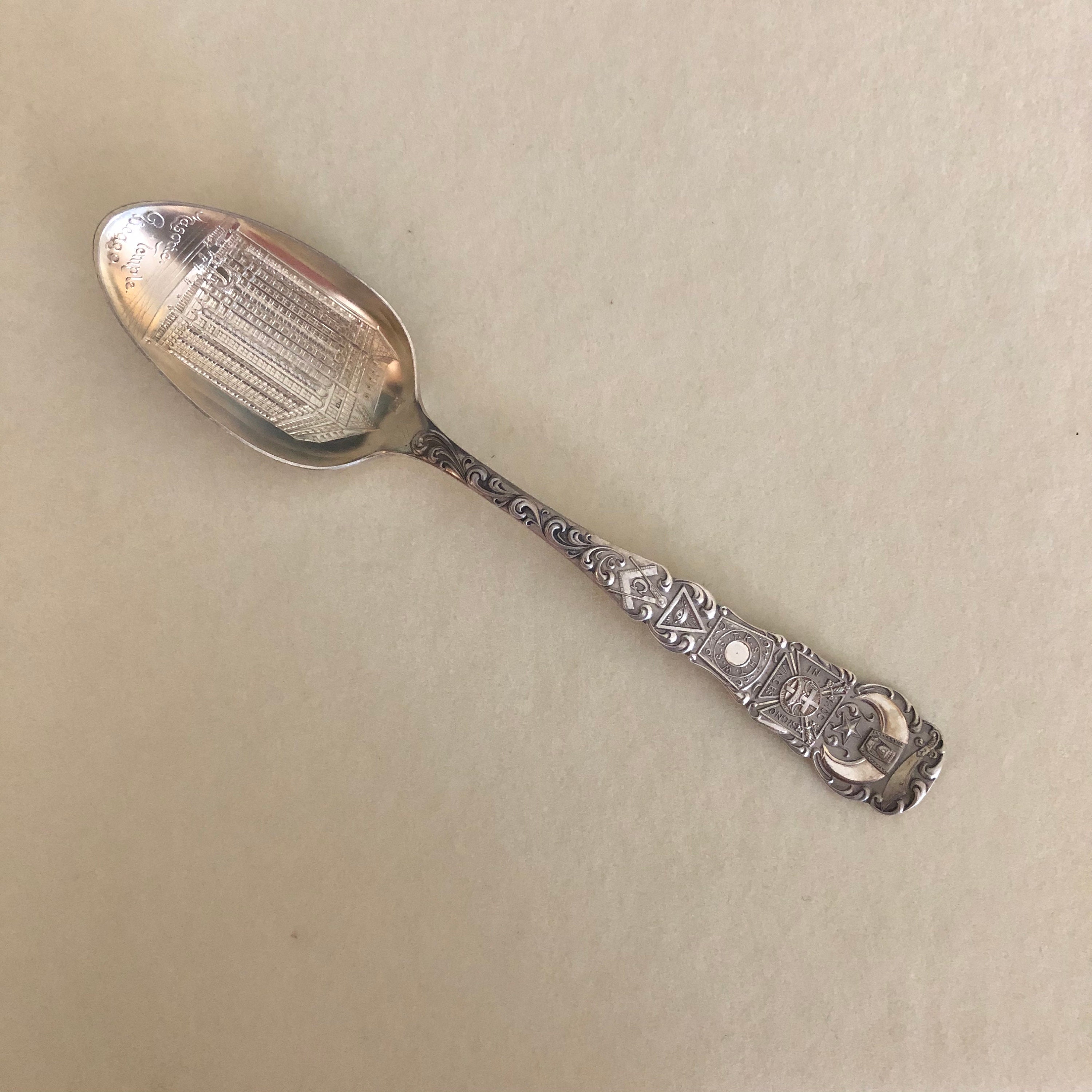 Sterling Commemorative Spoon Chicago Masonic Temple Antique 1900’s ...