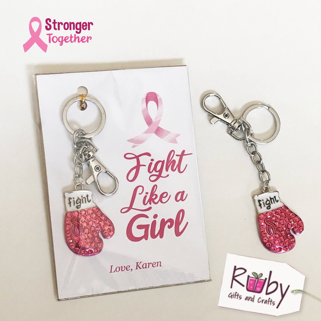 Cancer Awareness Keychain, Breast Cancer Key Chain, Fight Gloves Pink ...