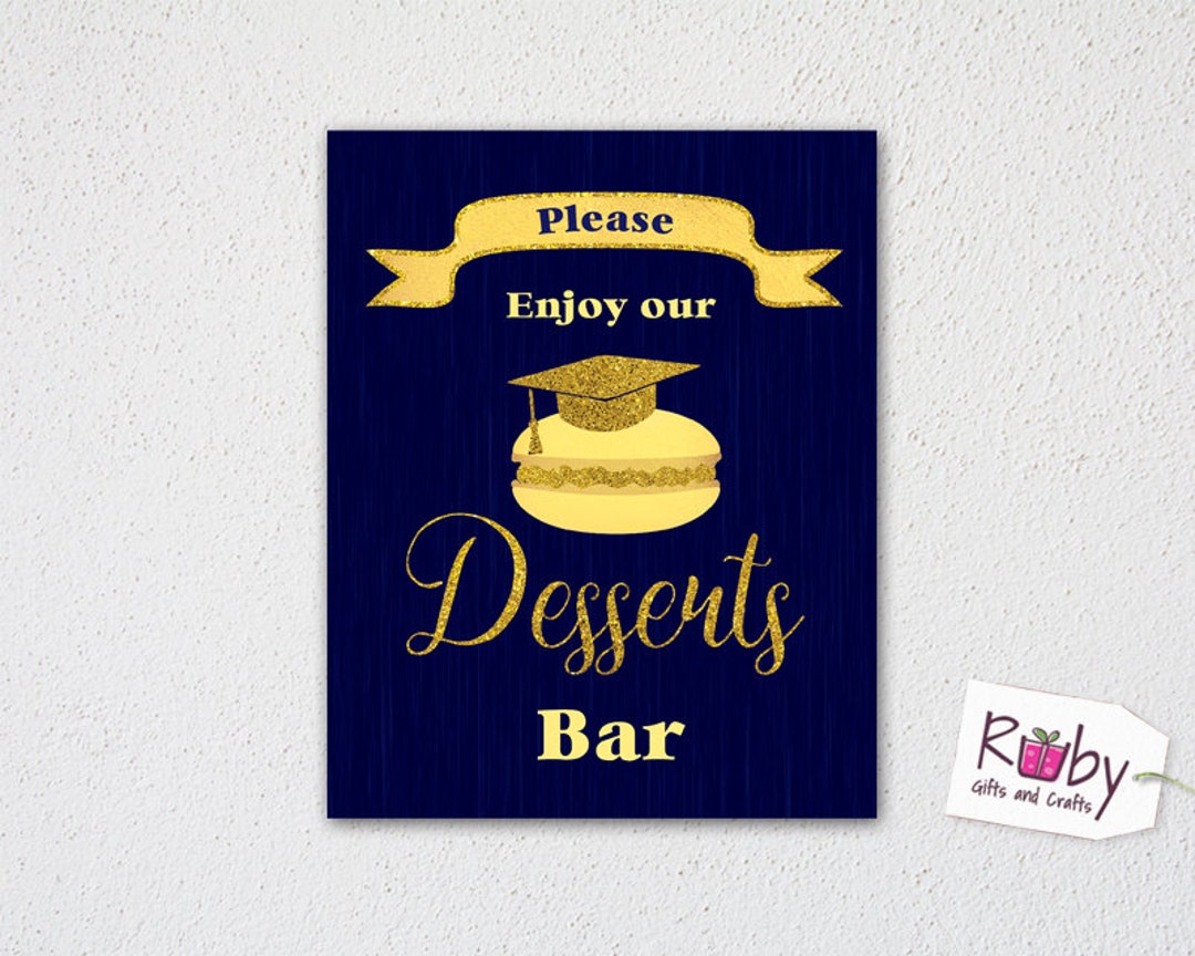 Printable Graduation Party Dessert Table Sign, Food Tents, Navy or ...