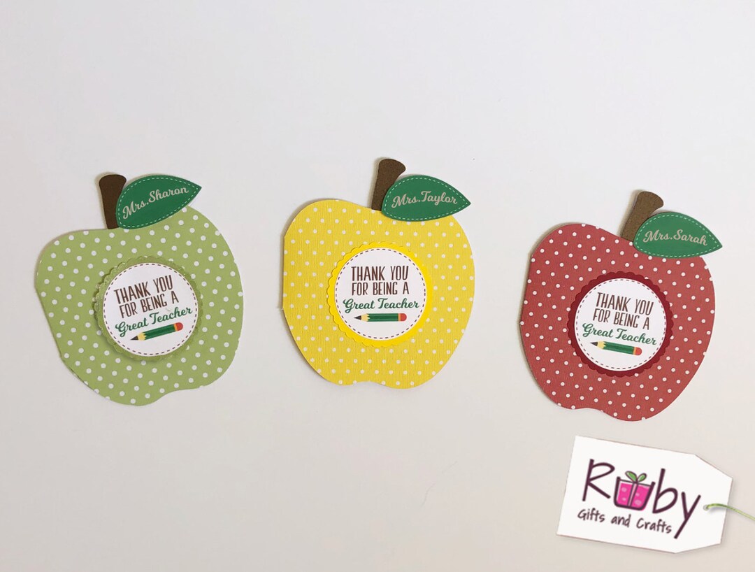 Personalized Apple Gift Card Holder, Teacher Gift Card Holder, Teacher ...