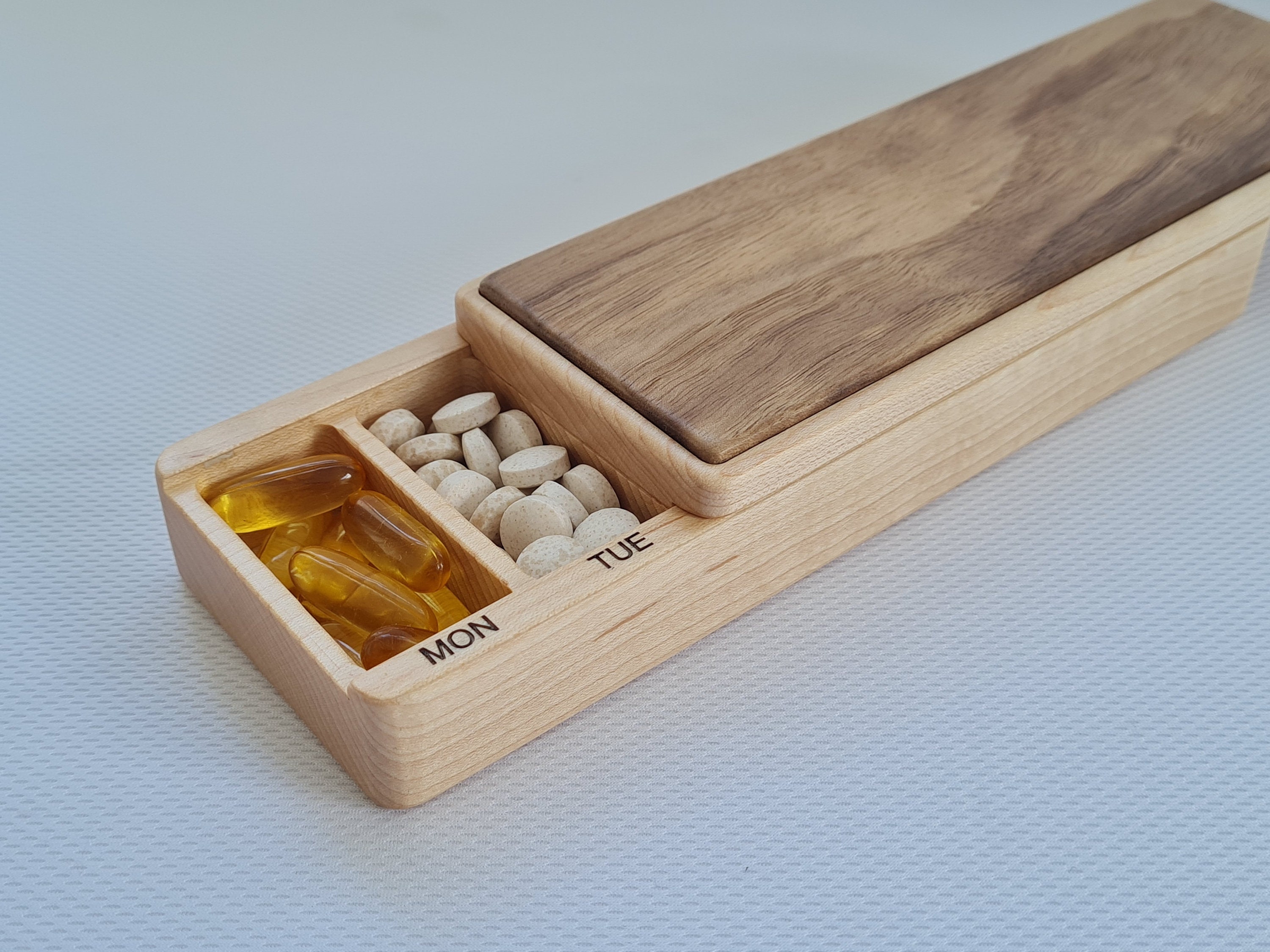 Large Wooden 7 Day Pill Box, Pill Case, Pill Organizer, Handmade Pill ...
