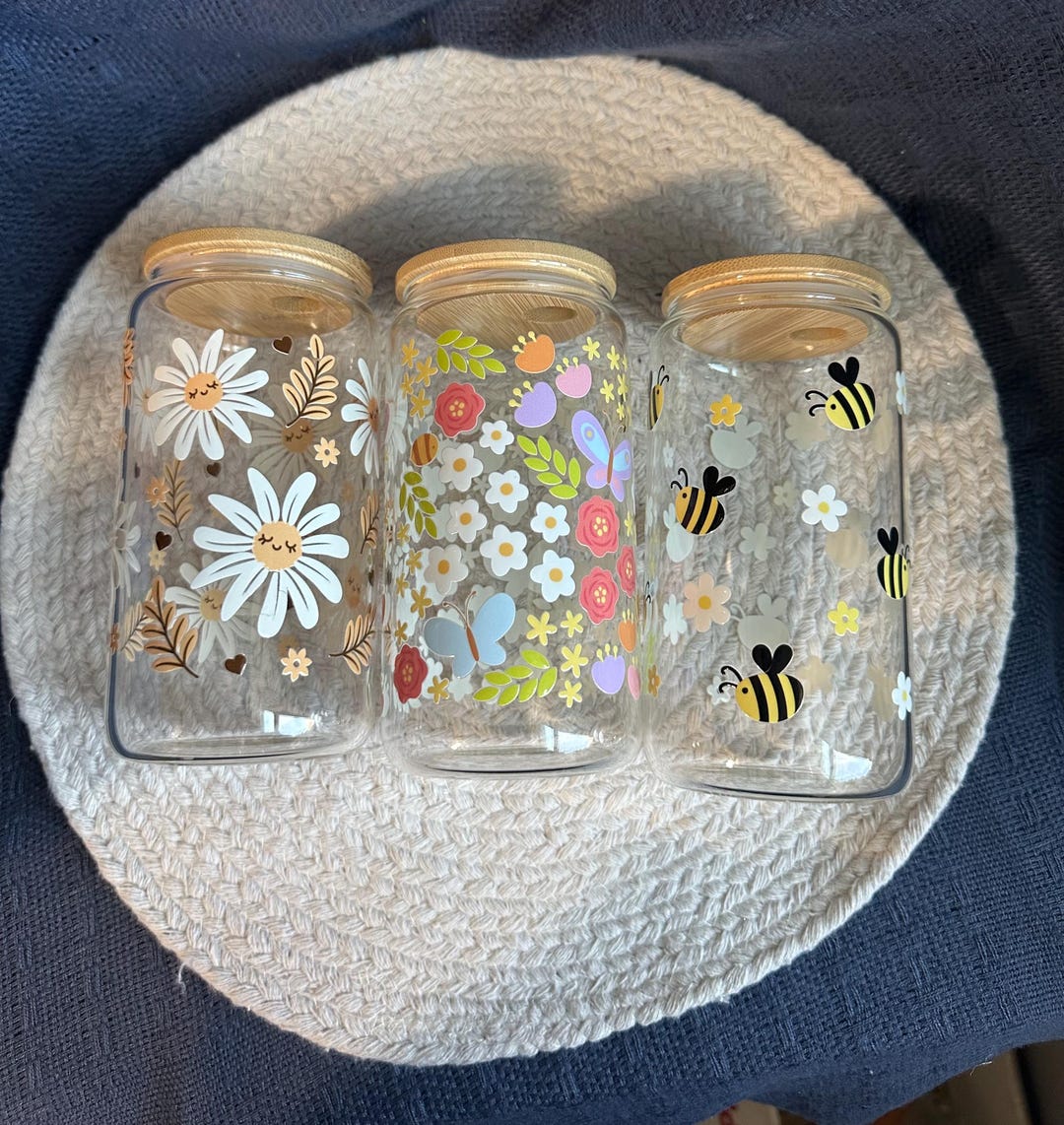 Floral Glass Libbey Cups - Etsy