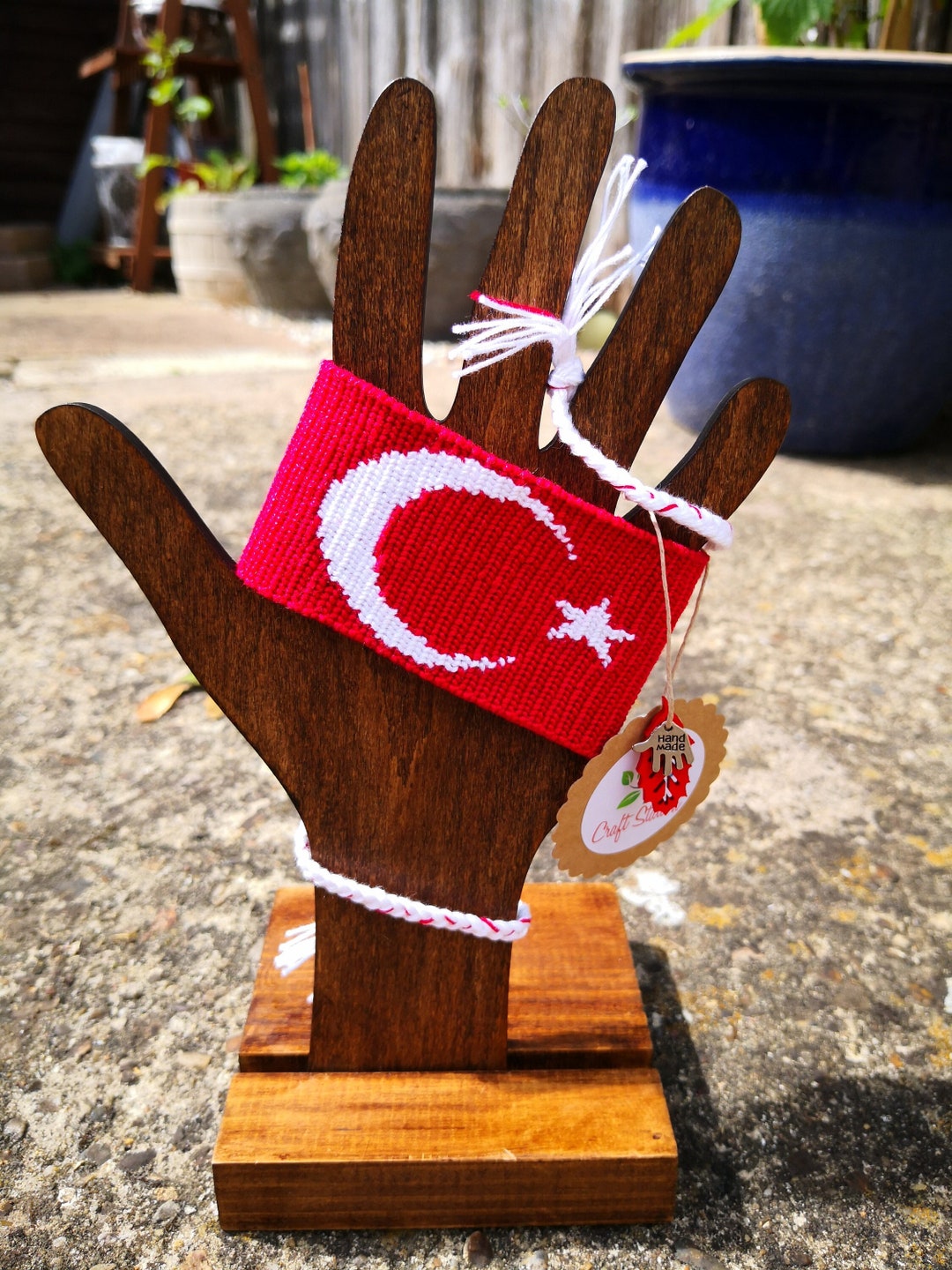 Turkey Flag Bracelet National Flag of Türkiye Moon & Star Knotted Alpha ...