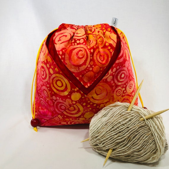 Large Orange/ Yellow Spiral Batik Origami Project Bag - Etsy