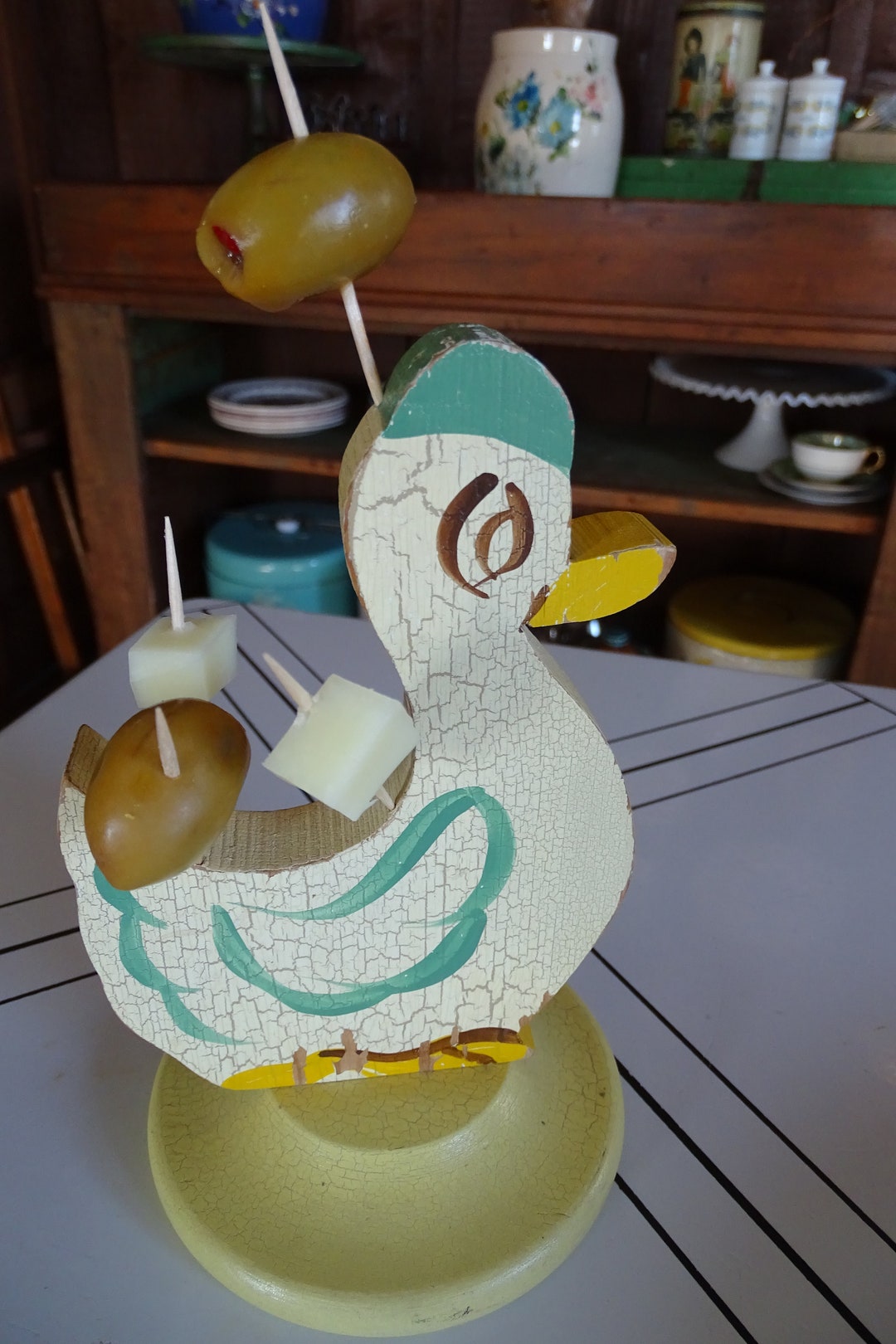 Vintage Whimsical Madera Ware Painted Wooden Duck Cheese Server ...