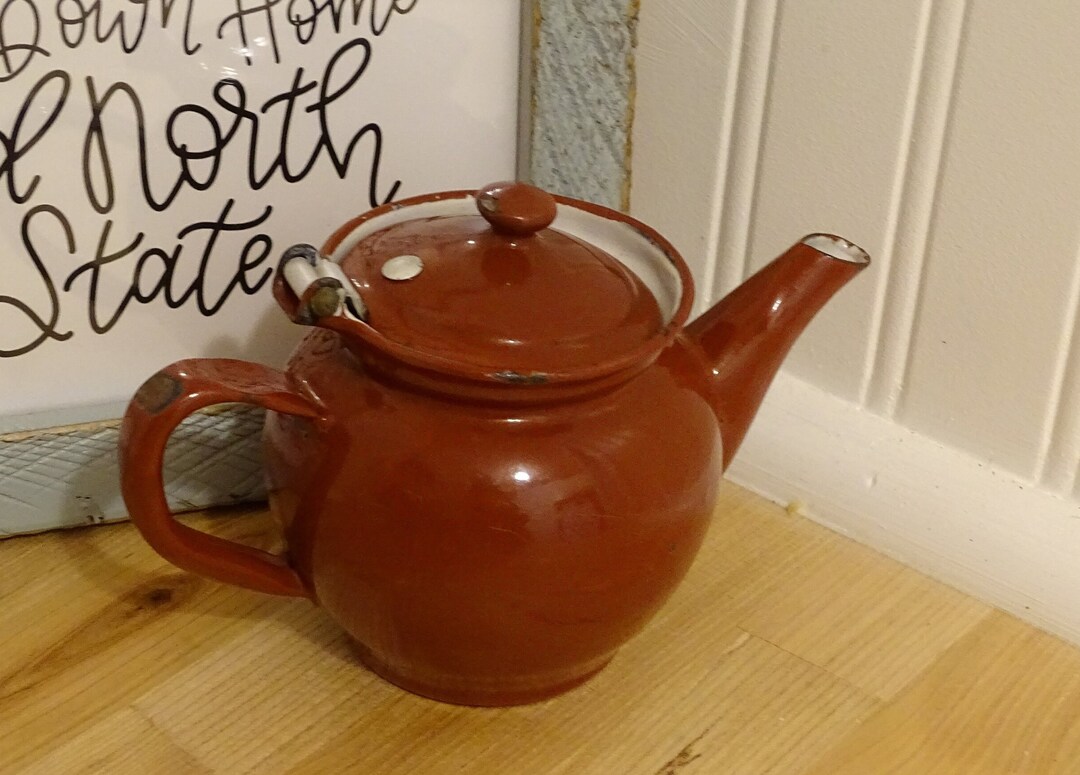 Vintage Austria Enamel Teapot: Burgundy Brown Single Serve Tea Pot - Etsy