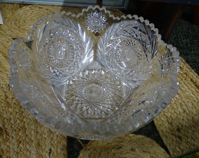 Antique American Brilliant Larger Cut Glass Bowl in Orloff Pattern ...