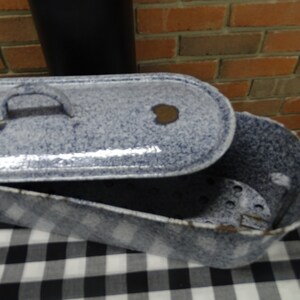 Vintage Gray Speckled Enamel Fish Steamer Pan With Lift-out Tray and ...