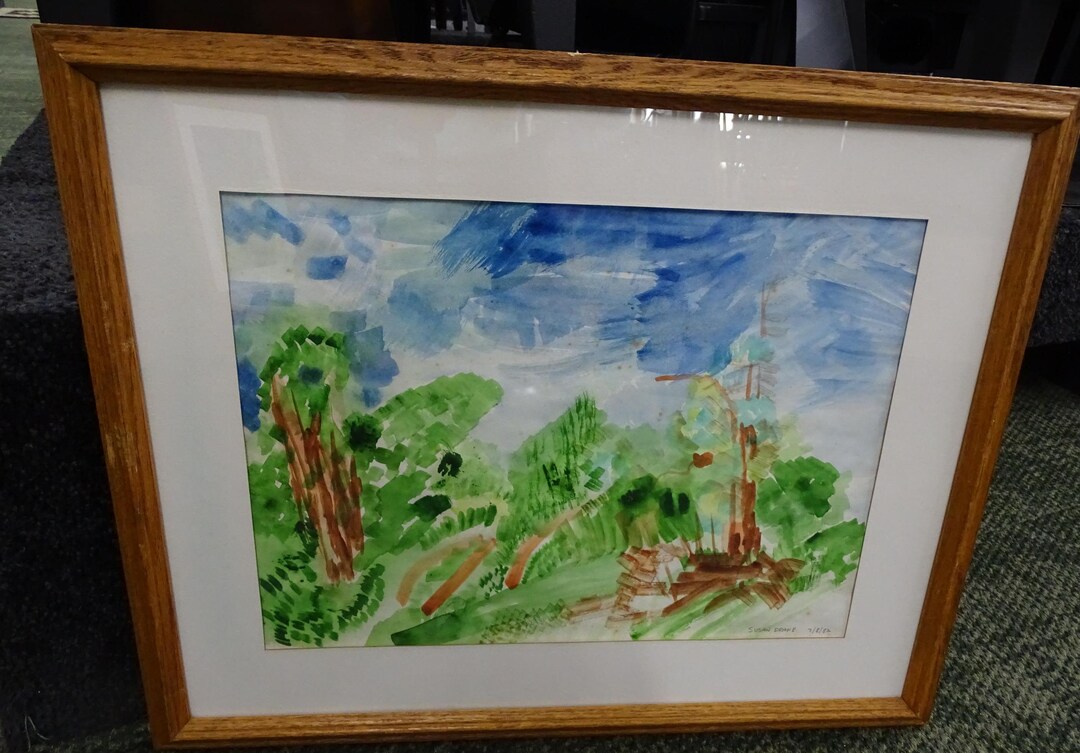 Vintage Susan Drake Pastel Chalk Tree Painting, Framed Original Art - Etsy