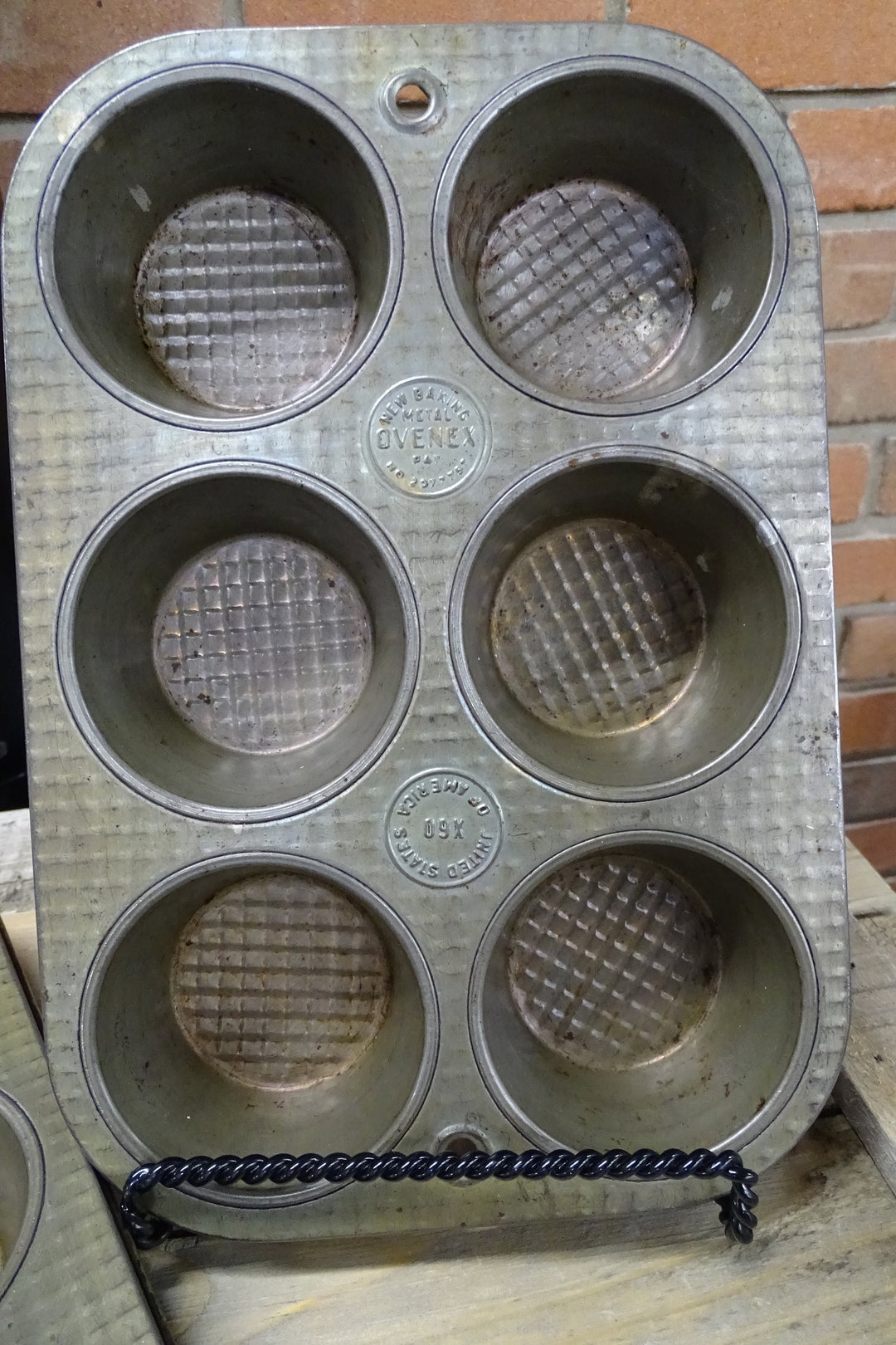 Vintage Metal Muffin/tea Cake Tins, Ovenex X60, Vintage Waffle Weave ...