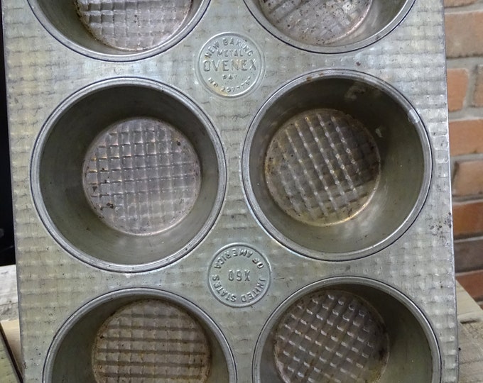 Vintage Metal Muffin/tea Cake Tins, Ovenex X60, Vintage Waffle Weave ...