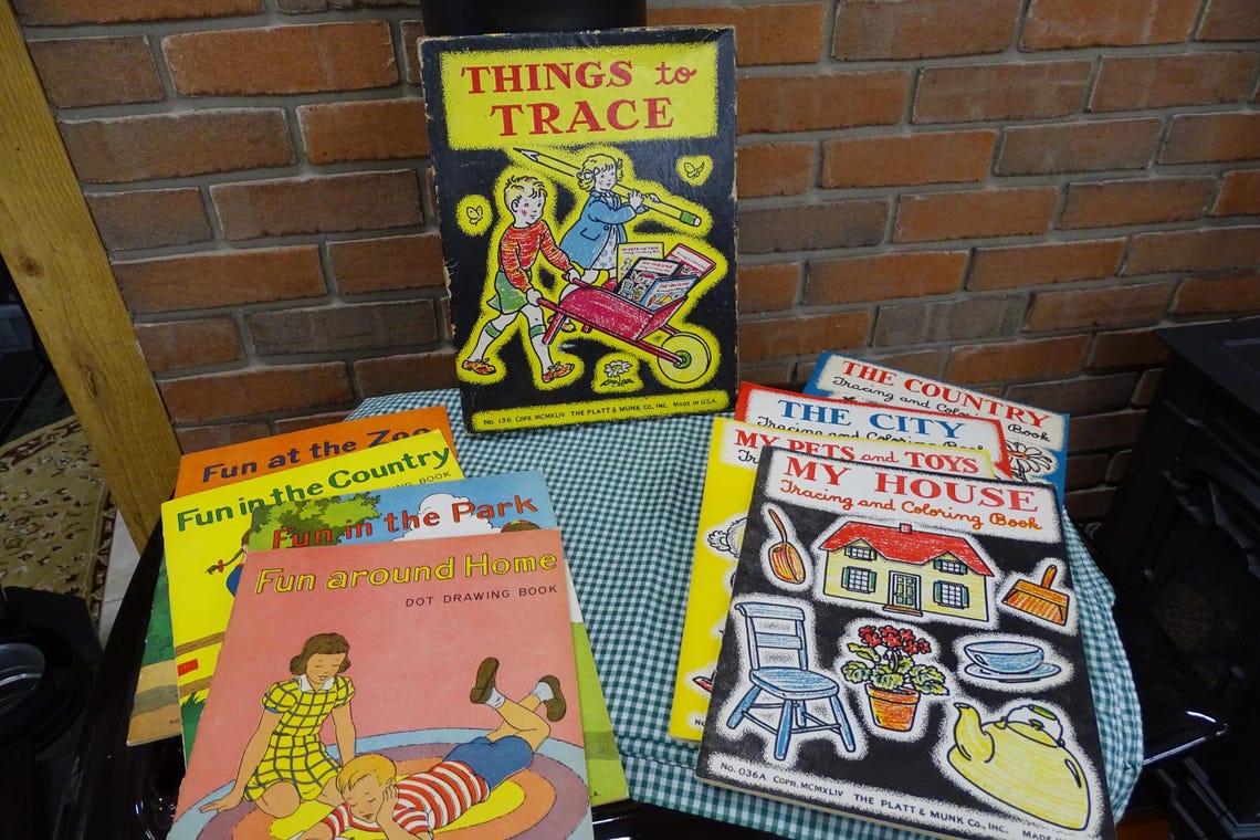 Vintage Children's Activity Books, 1944 Things to Trace, Connect the ...