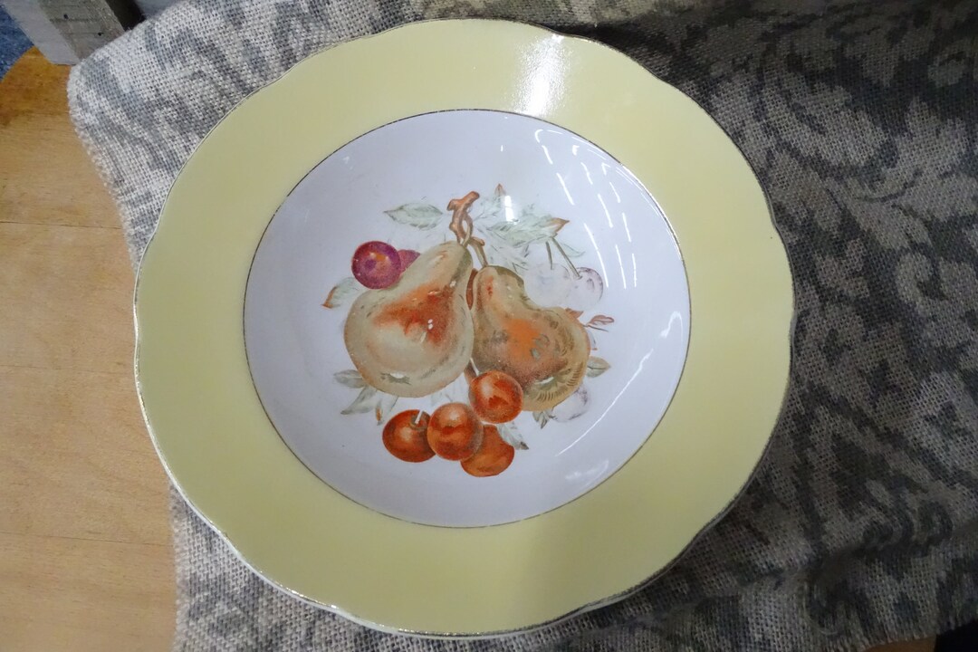 Vintage ESCO Japan Fruit Serving Bowl: Ceramic Pear & Cherries Design ...