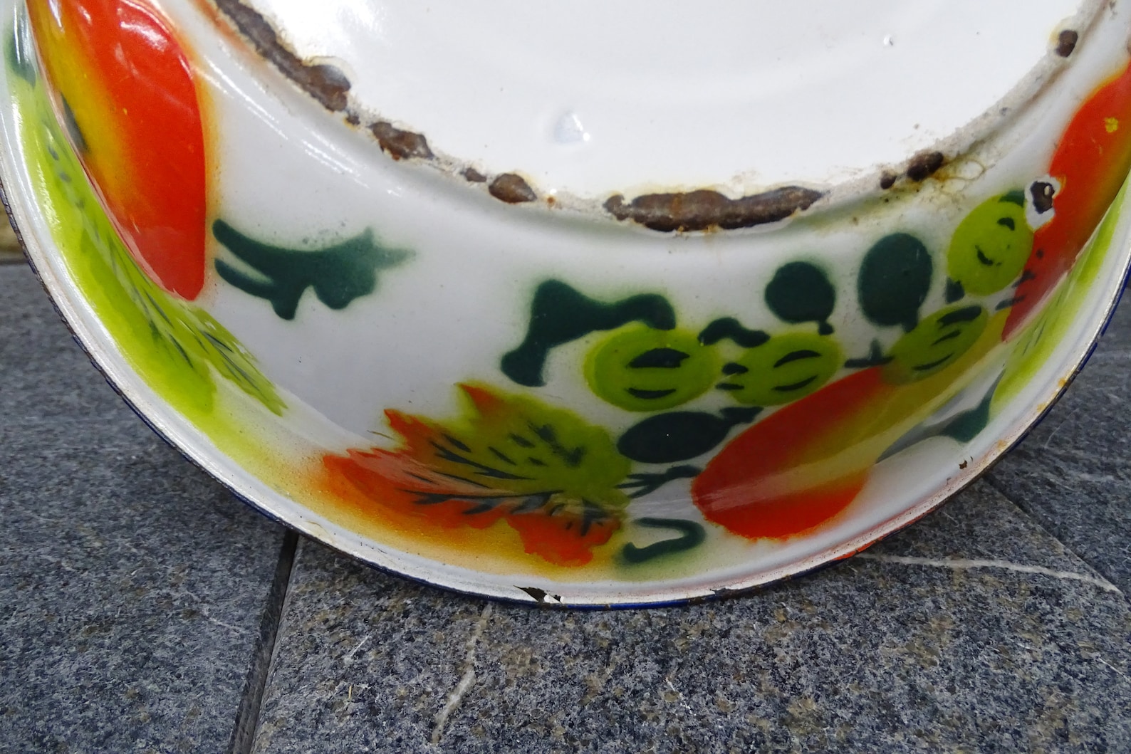 Vintage Fruit Stencil Enamel Dish Pan Vintage Rusty Farmhouse - Etsy