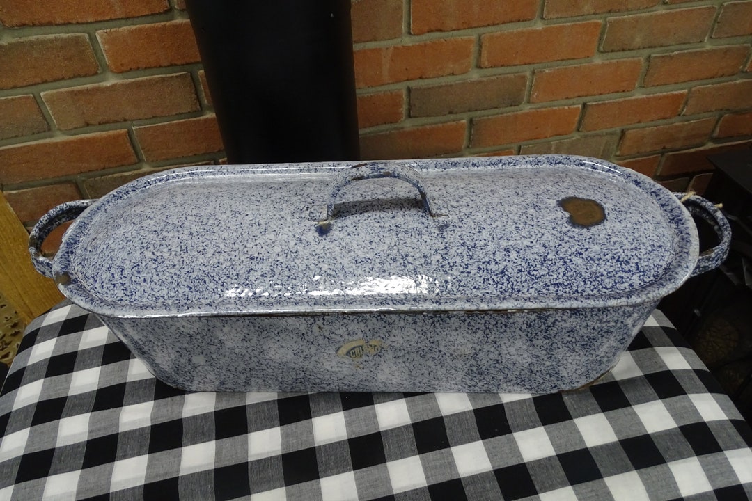 Vintage Gray Speckled Enamel Fish Steamer Pan With Lift-out Tray and ...