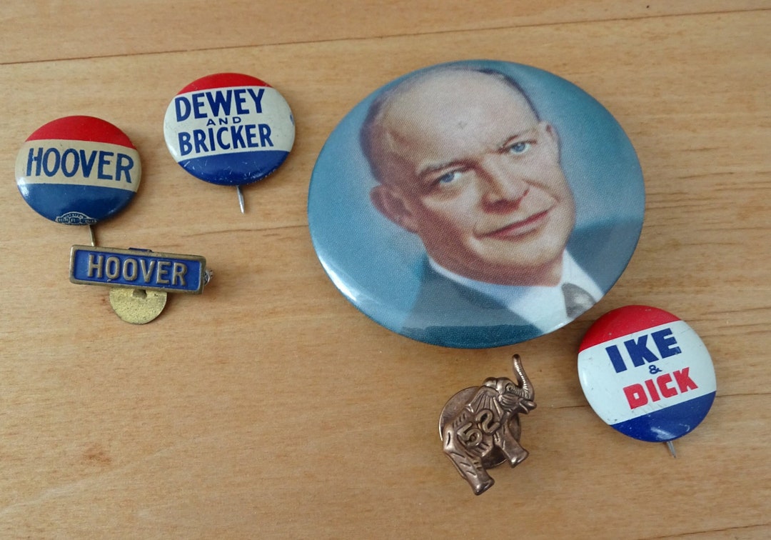 Vintage Political Campaign Pins: Eisenhower, Hoover, Dewey - Etsy