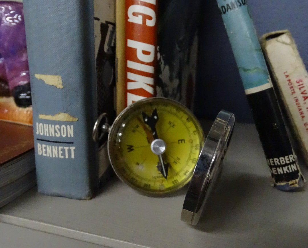 Vintage "liquid Filled" Silver German Compass With Hinged Metal Case ...