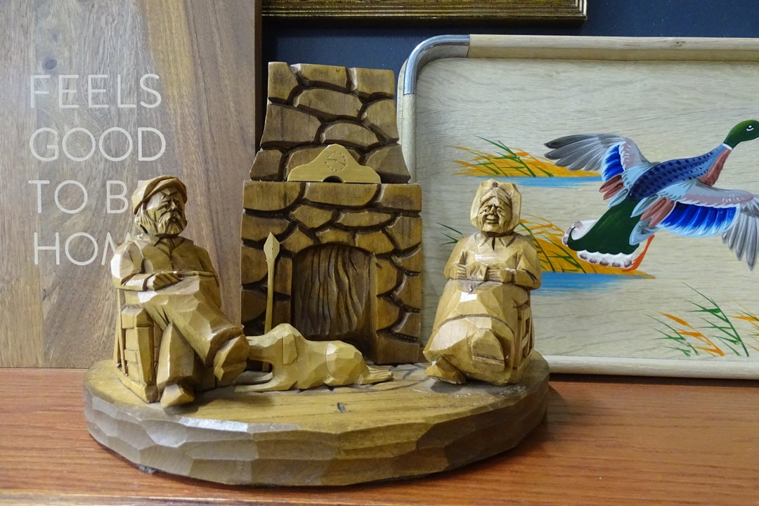 Vintage Quebec Wooden Carving: Berthier Beauregard Folk Art Cabin Decor ...