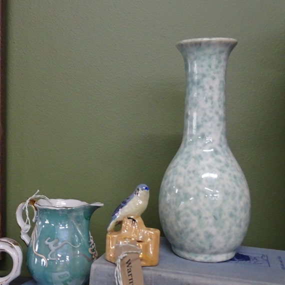 Vintage Mid Century Modern Light Green Spongeware Ceramic | Etsy