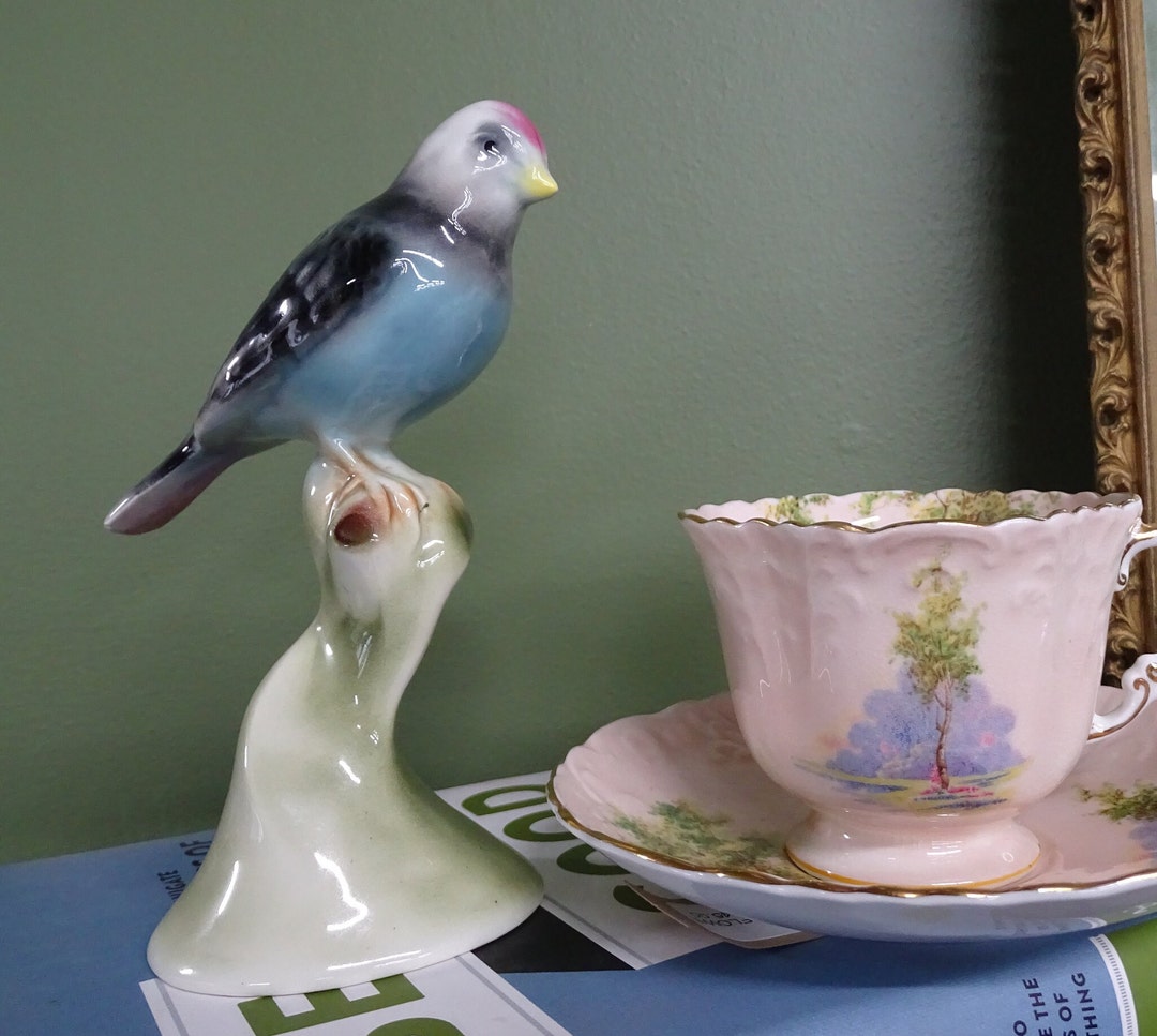Vintage Clay Sketches Finch Figurine: California Ceramic Bird on Branch ...