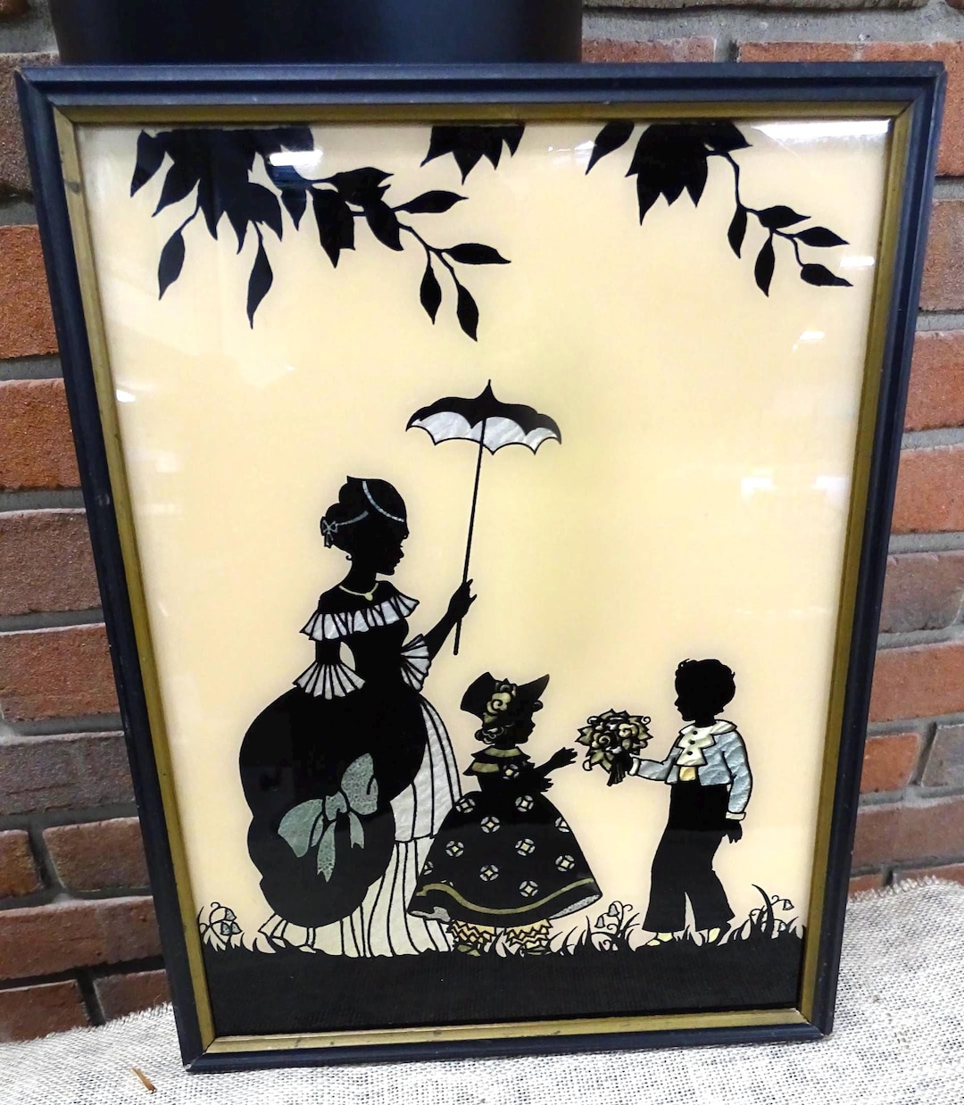 Vintage Reliance Products Reverse Painting "little Colonial Sweethearts ...